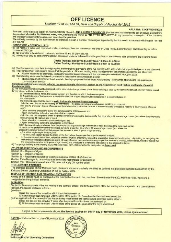 Off Licence | Mt Fyffe Distillery